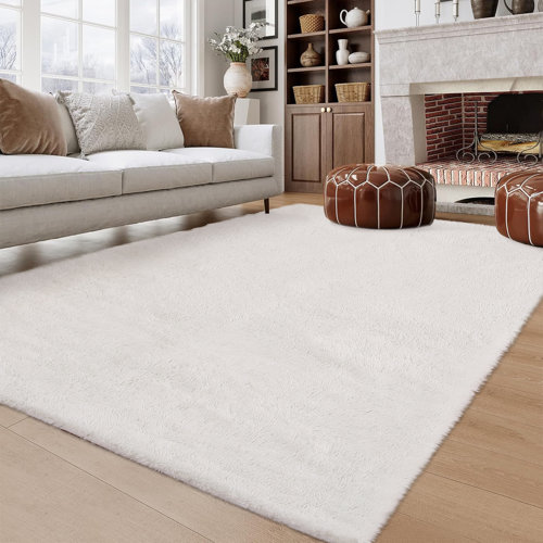 Mercer41 White Washable Shag Area Rugs Non-Slip Fluffy Shag Plush Fuzzy ...
