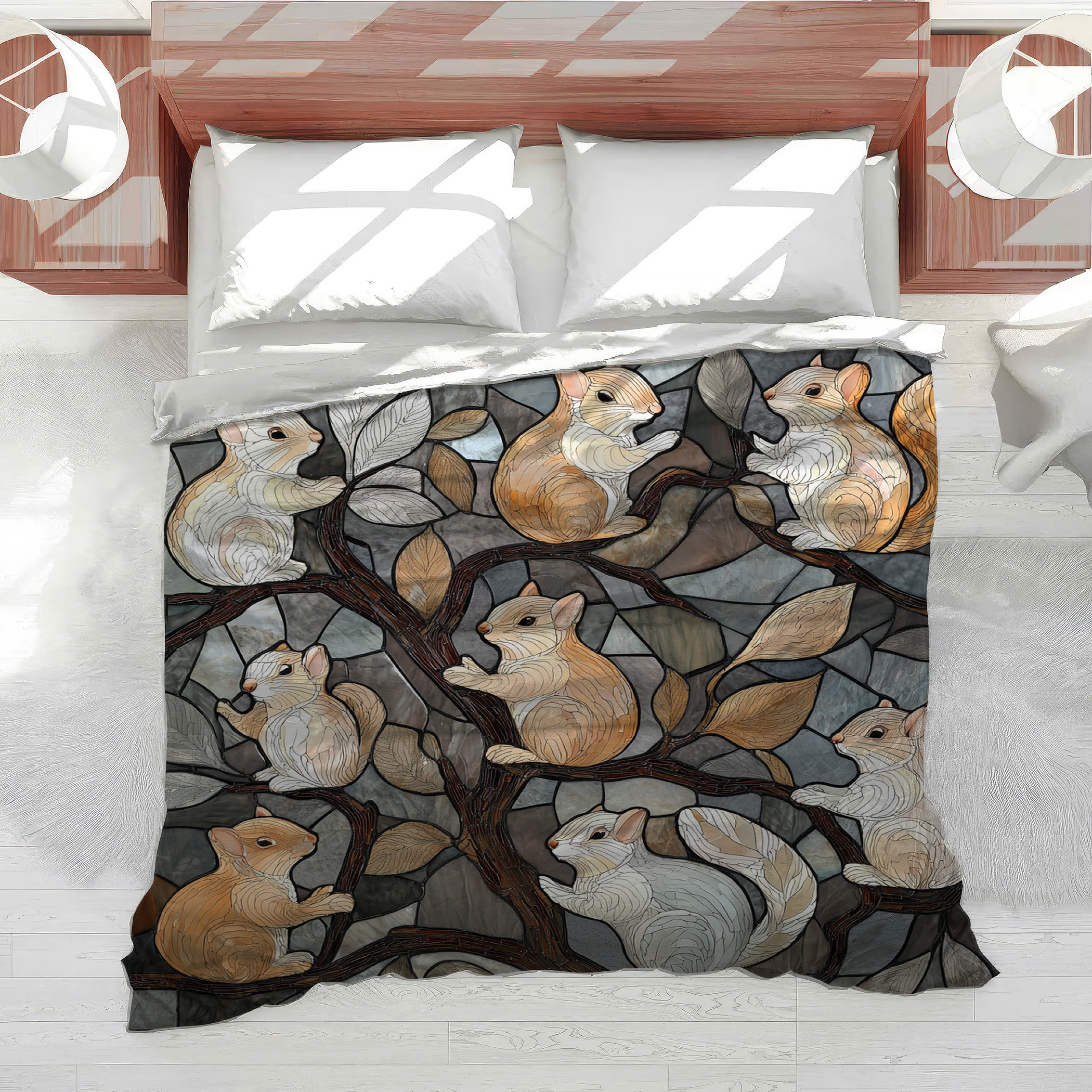 VisionDecor Squirrel Tree Bedding Animal Duvet Cover Rustic | Wayfair