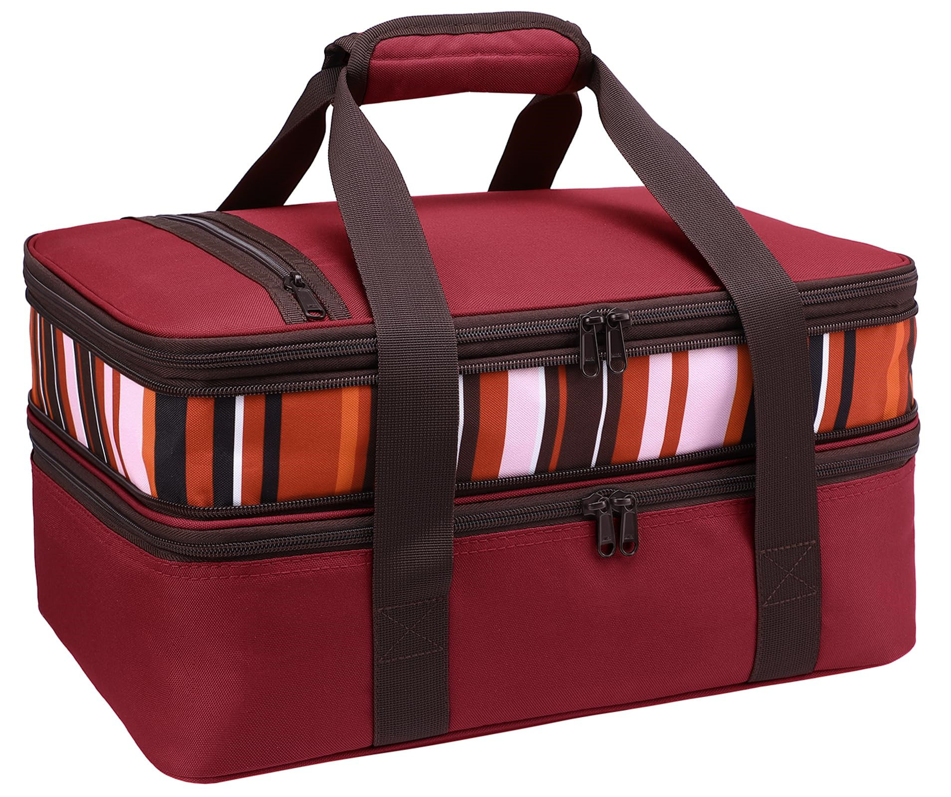 Hokku Designs Insulated Double Casserole Carrier Thermal Lunch Tote For ...