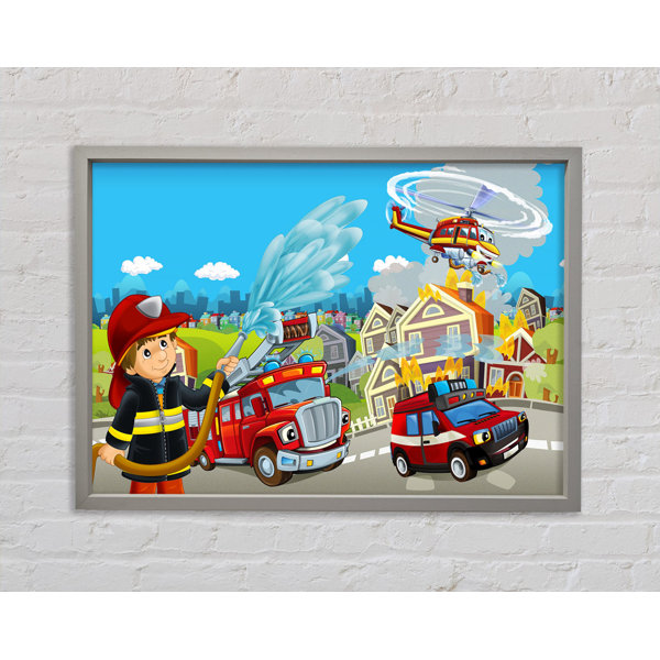 Bright Star Fireman Rescue - Single Picture Frame Print on Canvas ...