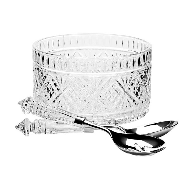 Godinger Silver Art Co Dublin Crystal Salad Bowl & Salad Server Set ...