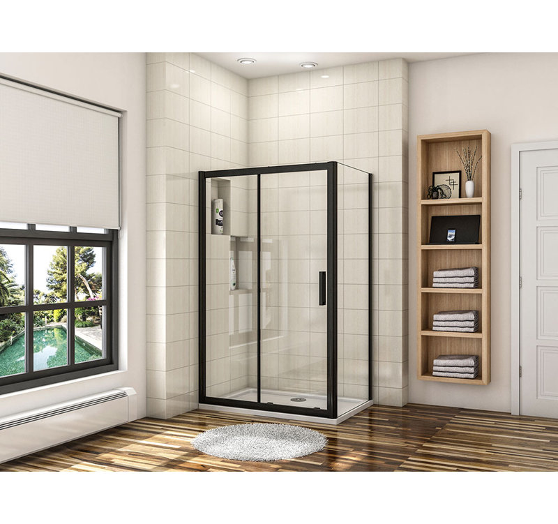 Latitude Run Angalee Sliding Rectangle Shower Enclosure with Tray 1950 ...