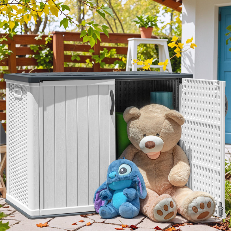 GUNJI Outdoor Storage Shed, Horizontal Storage Box, Lockable Resin ...