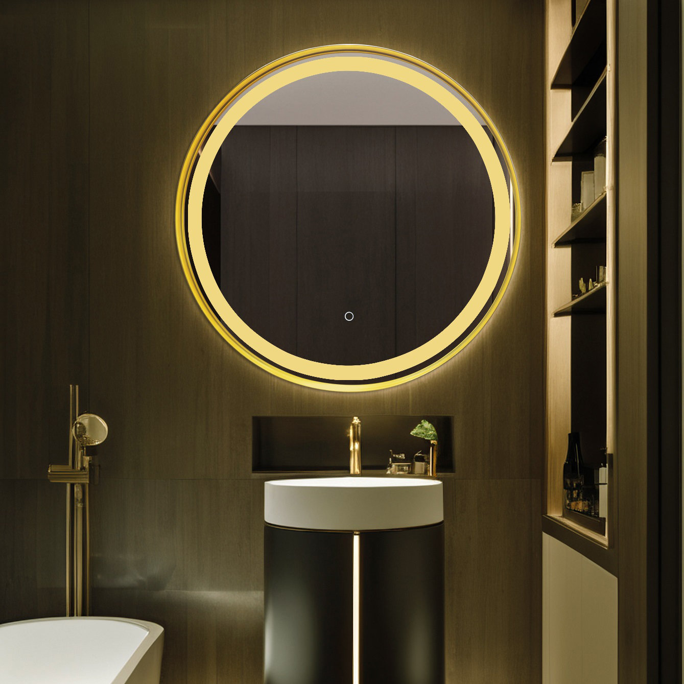 Wrought Studio™ Dimmable Round LED Wall Mounted Anti-Fog Bathroom ...
