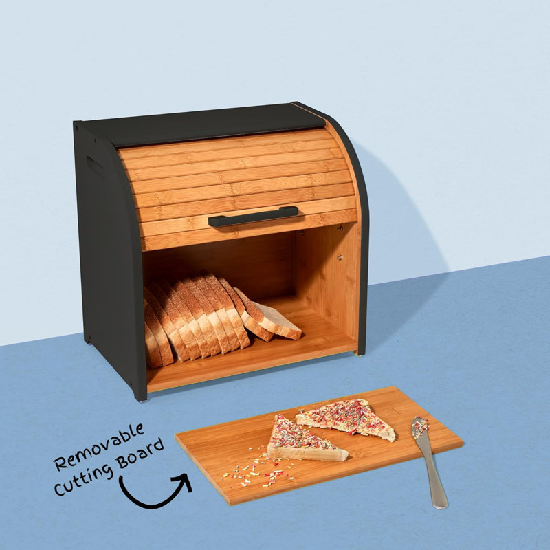 Red Barrel Studio® Bamboo Double Layer Bread Box For Kitchen Countertop ...