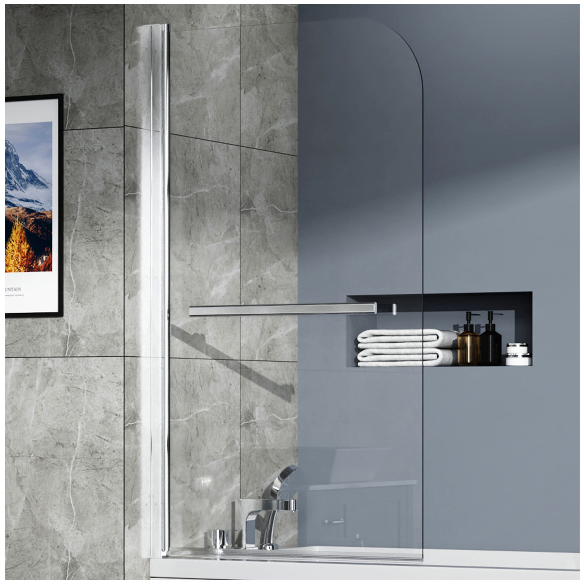 Vinura Frameless Shower Doors - 31” Transparent Glass Shower Wall ...
