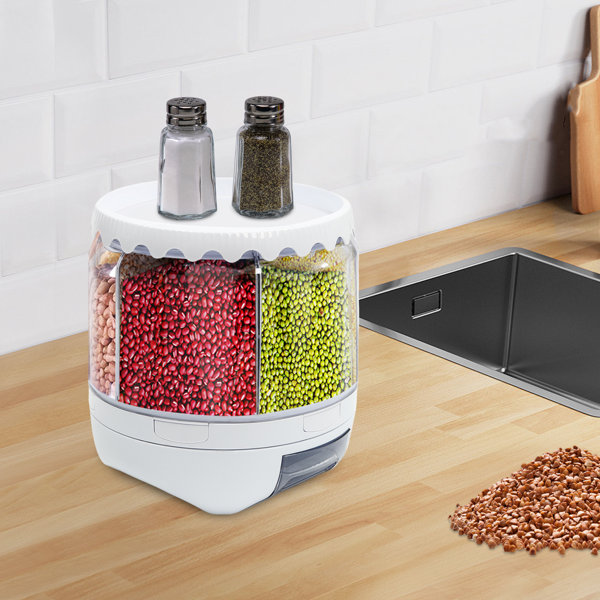 Prep & Savour Darvis Kitchen 6 Compartment Rice and Grain Storage ...