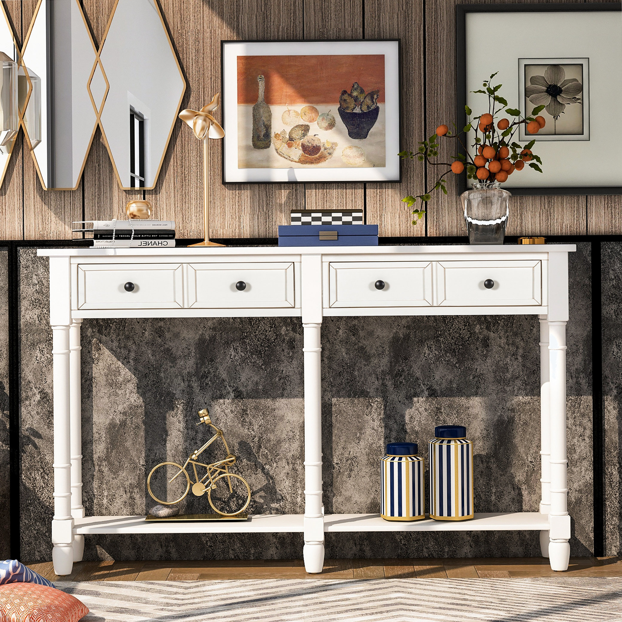 Dovecove Console Console facile à assembler avec deux tiroirs de ...