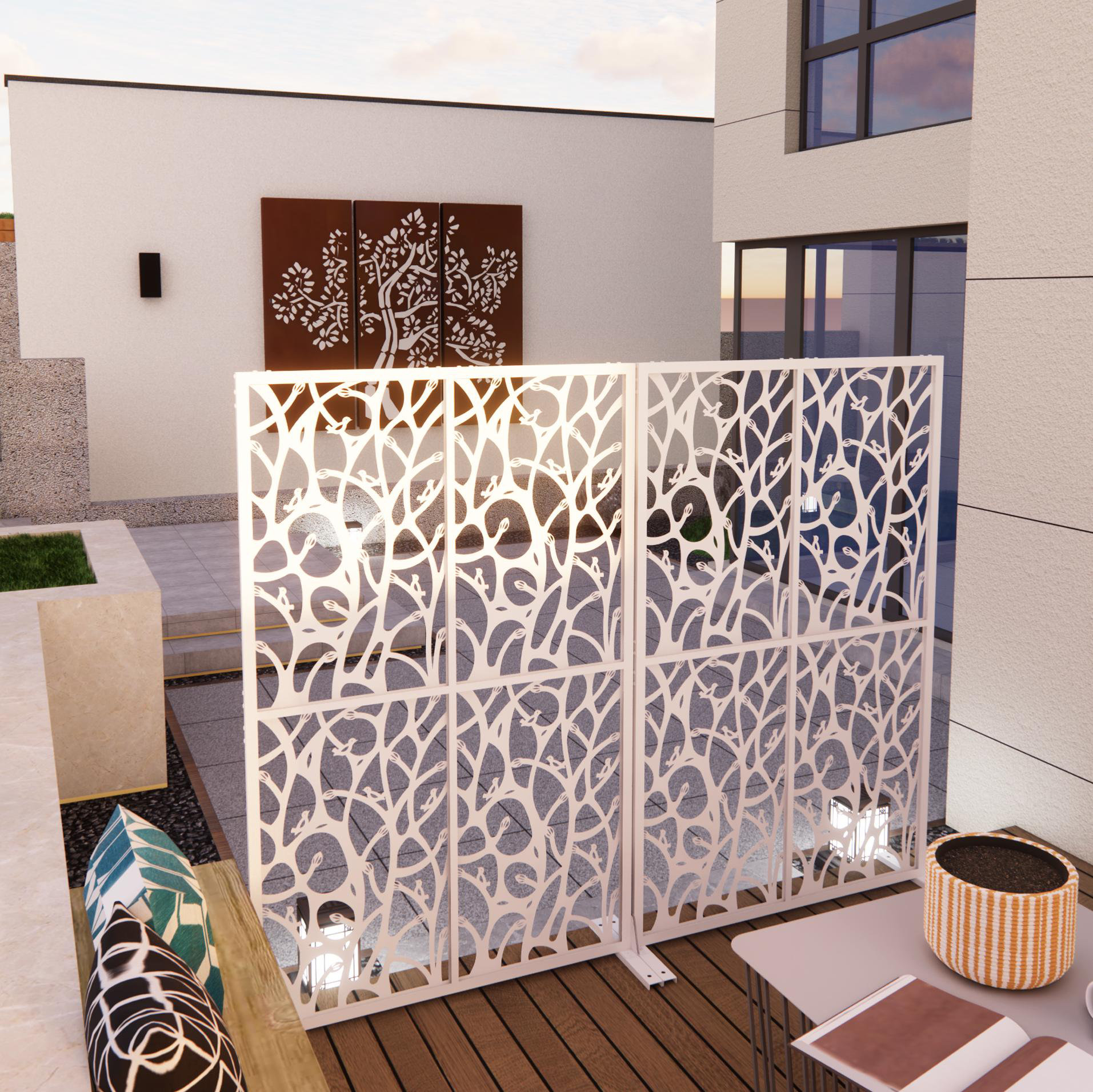 grffinhome Metal Privacy Screens W3.8Ft X H6ft Outdoor And Indoor ...