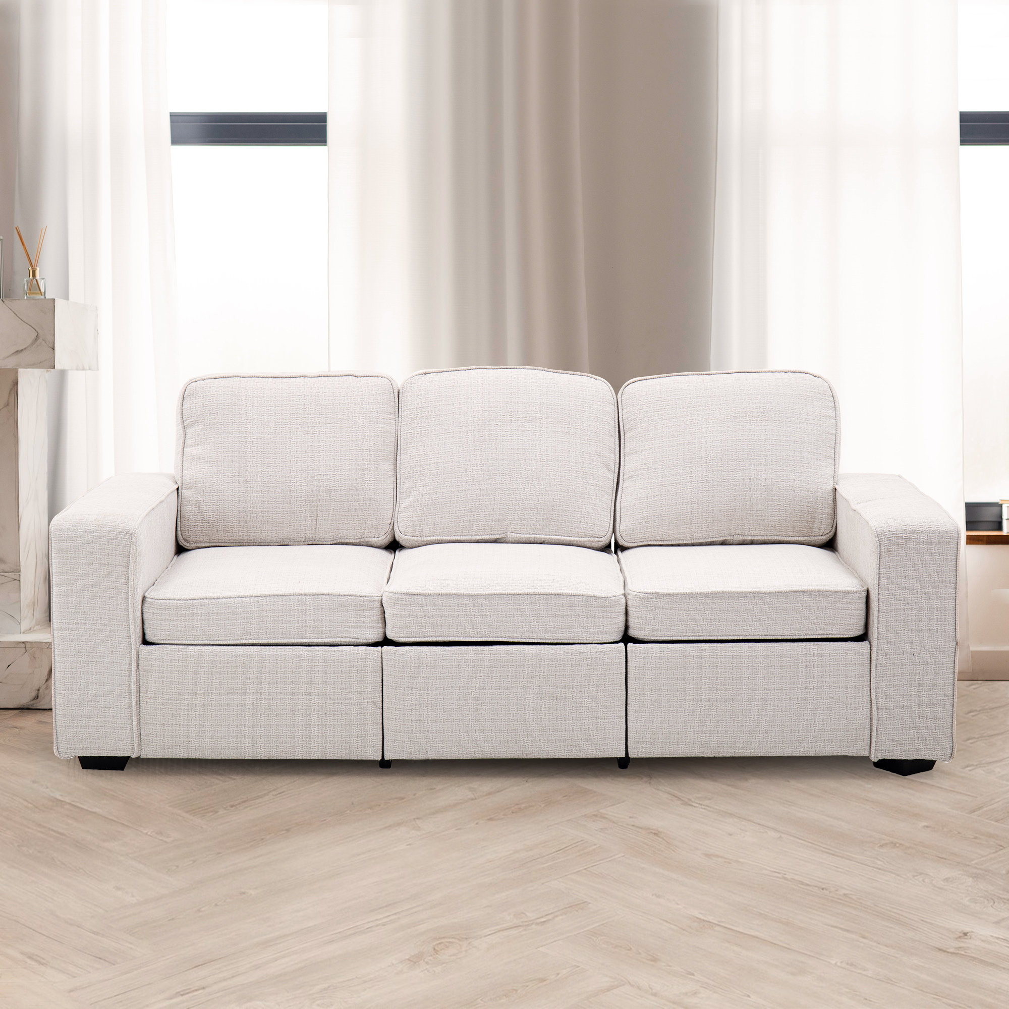 Ebern Designs 79" Square Arm Upholstered Sofa | Wayfair