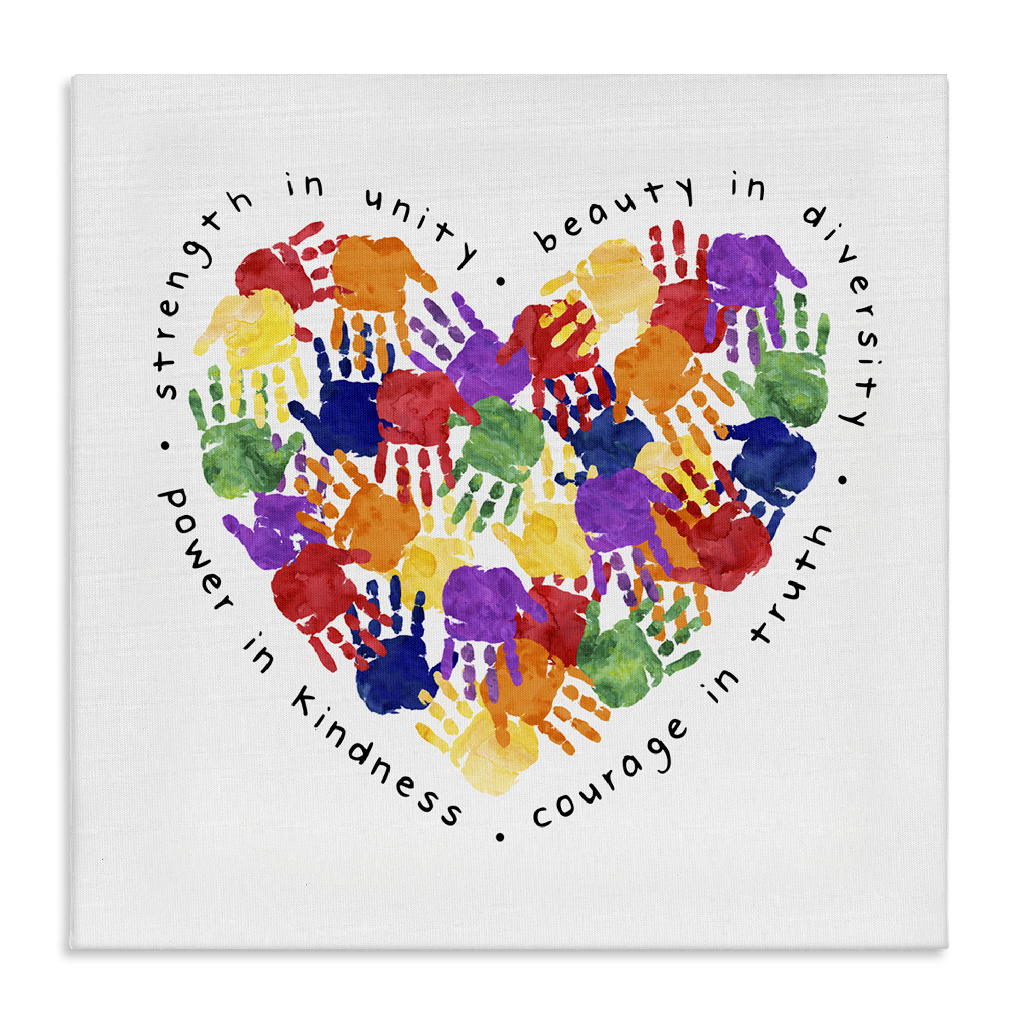 Stupell Industries Strength In Unity Children's Rainbow Handprint Heart ...