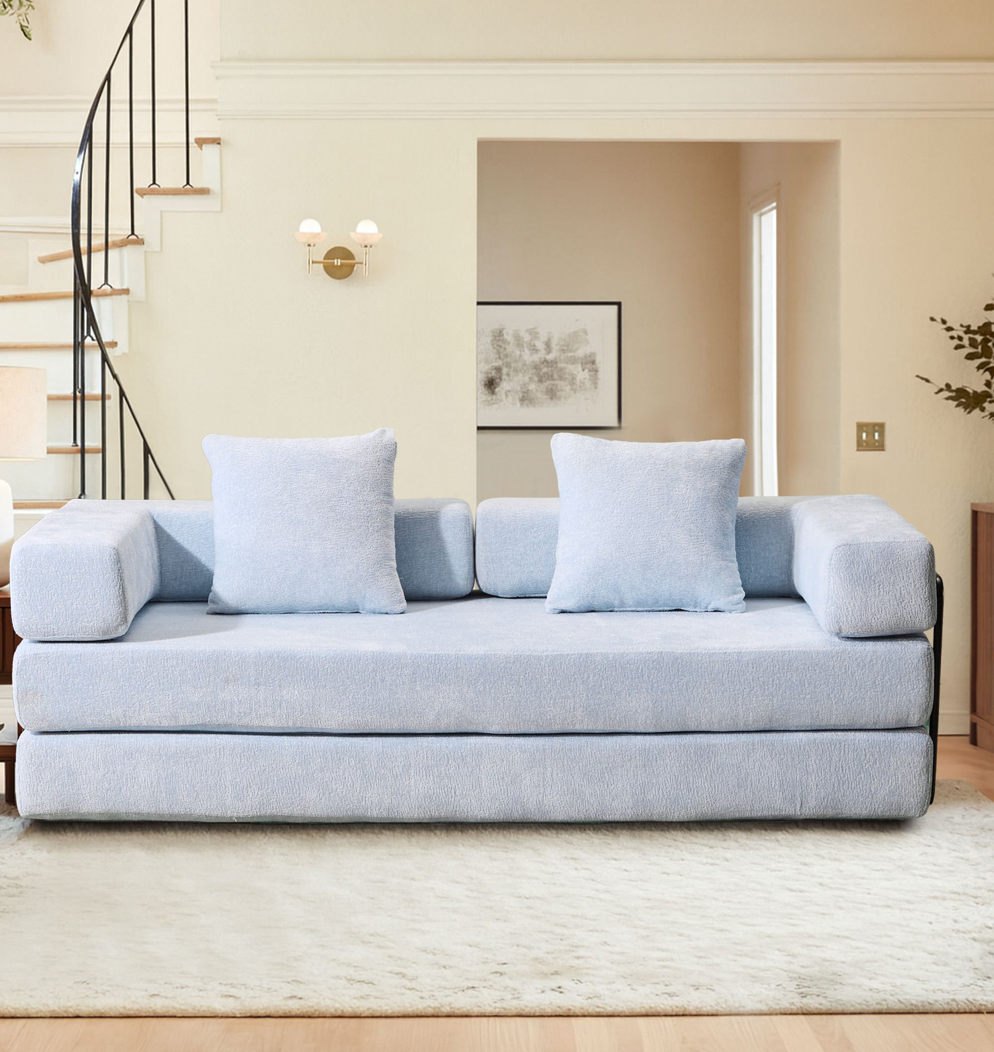 Ivy Bronx Modern Minimalist Compressed Upholstered Convertible Two ...