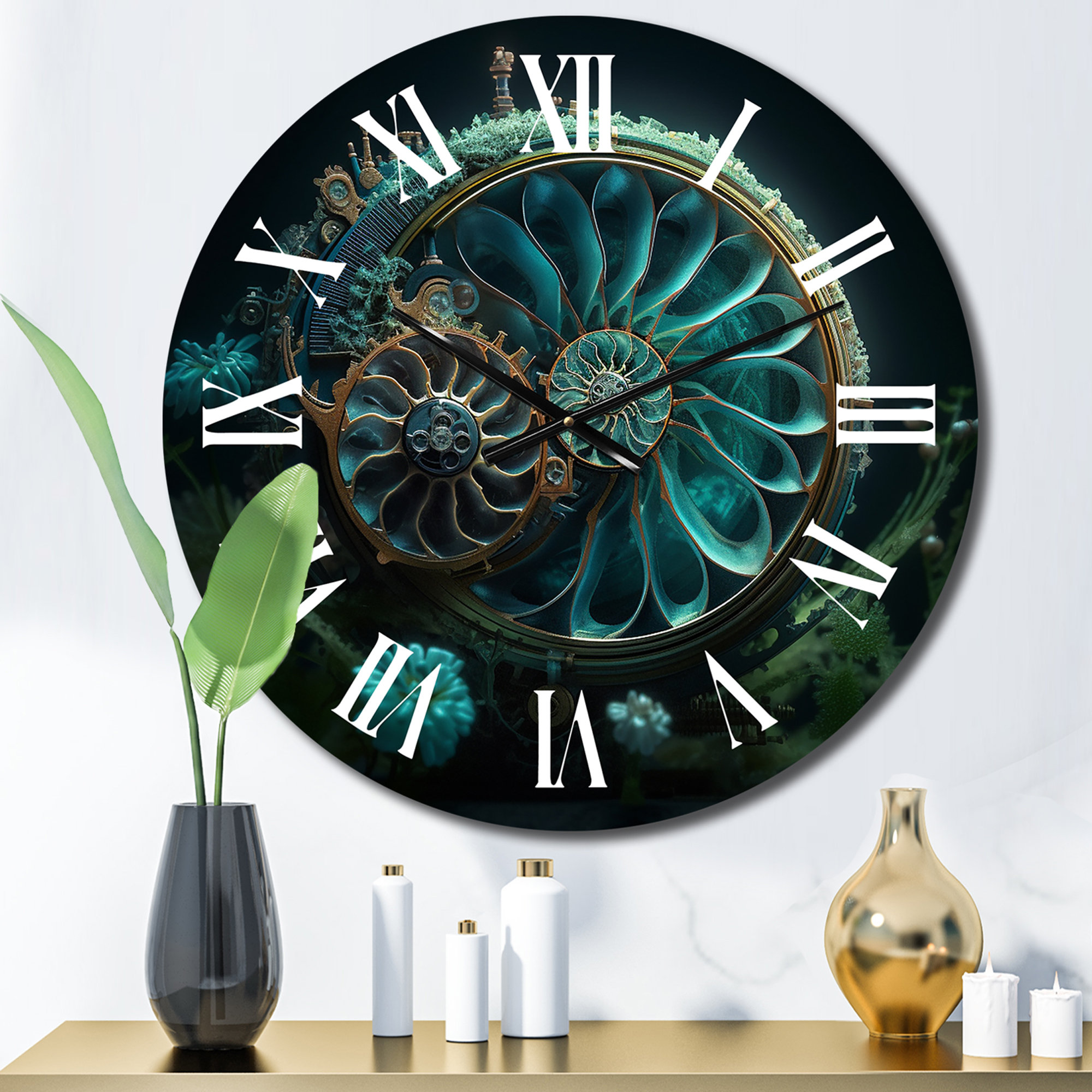 Design Art Bioluminescent Spiral Oceanic Astrolabe III Metal Wall Clock ...