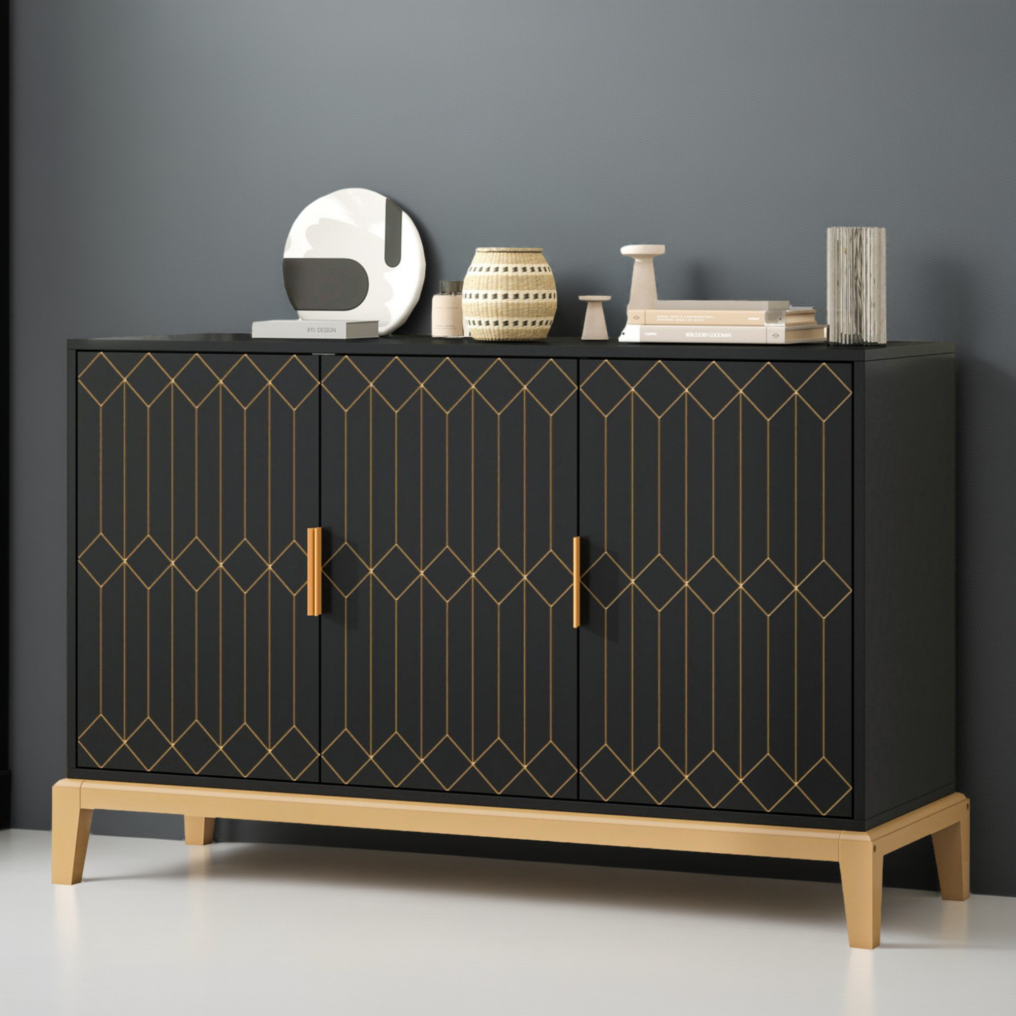 Mercer41 49" Kitchen Storage Sideboard Buffet Cabinet Console Table ...