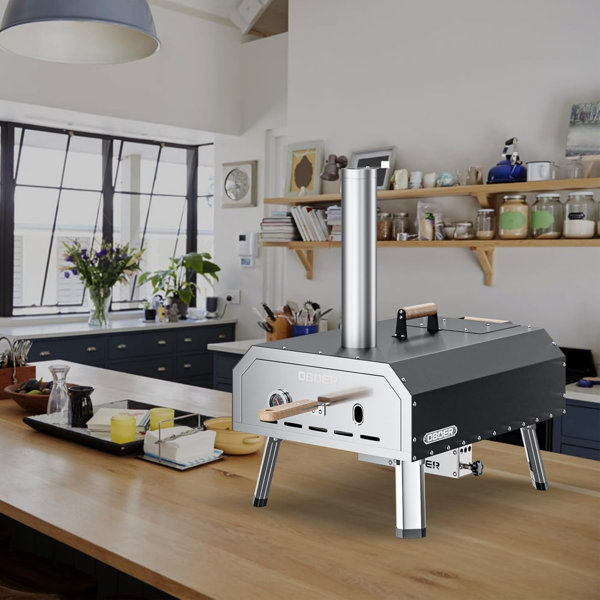 JTANGL Outdoor Pizza Oven, Multi-Fuel Side Rotatable with Gas Burner ...