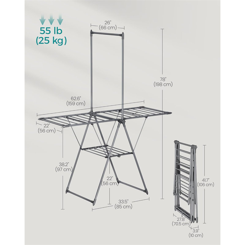 doitbest Foldable 2-Level Laundry Drying Rack - Free-Standing With 24 ...