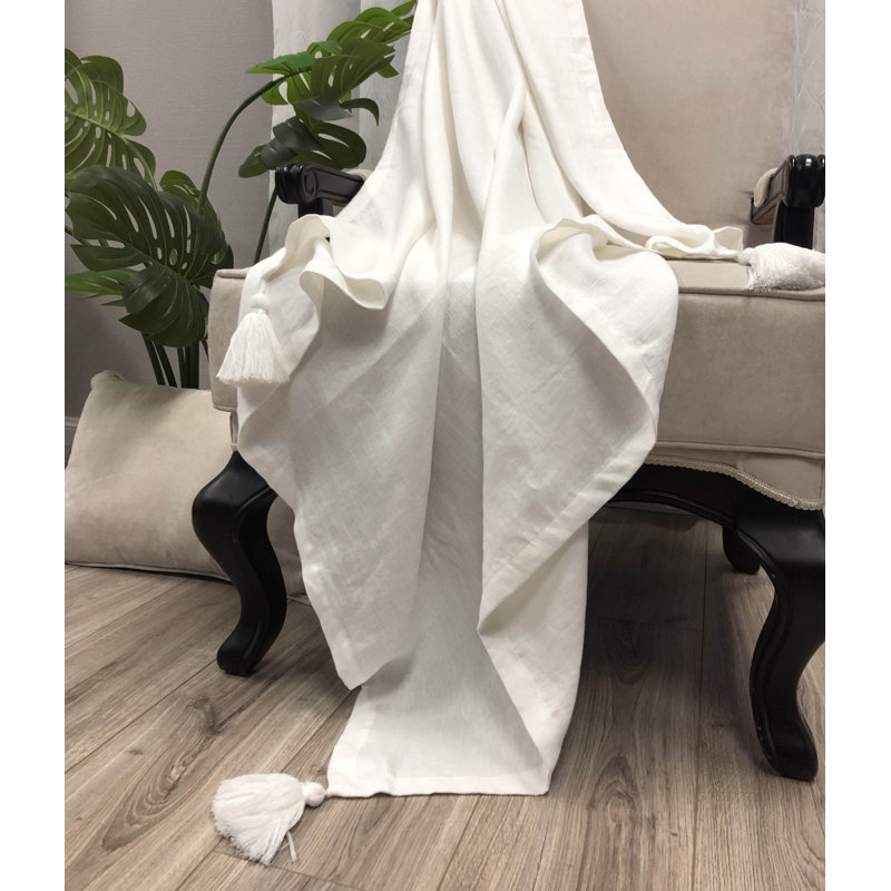 MeadowPark 100% Linen Throw With Tassels | Wayfair