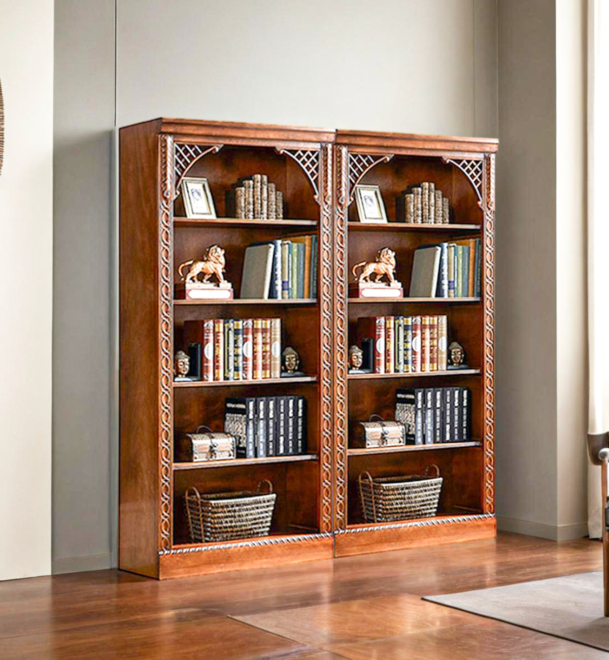 Finesse Furni American Carved Large Capacity Bookcases | Wayfair