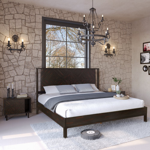 Foundry Select Ethan Solid Wood Platform Bed with Headboard, Rustic Bed ...