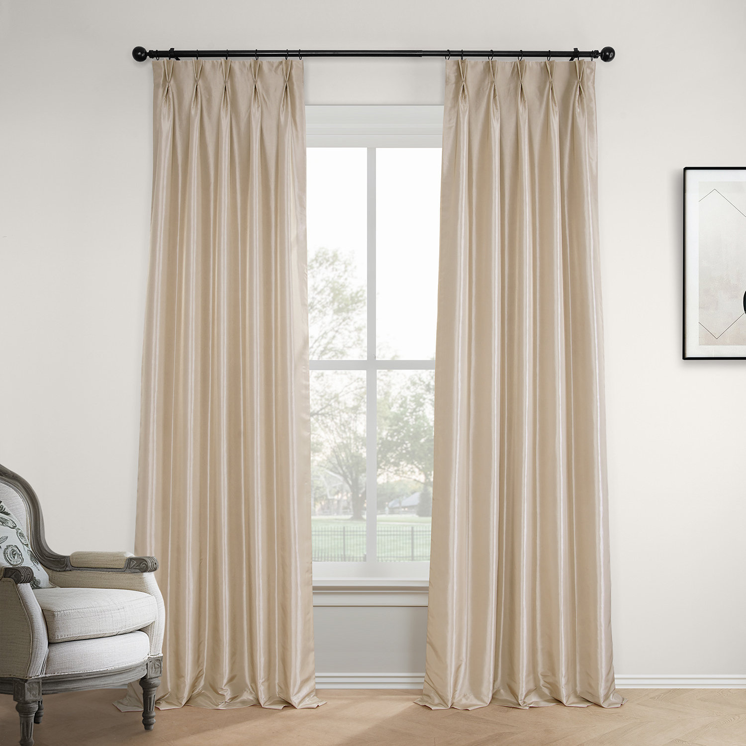 Lark Manor™ Faux Silk Taffeta French Pleated Blackout Curtains for ...