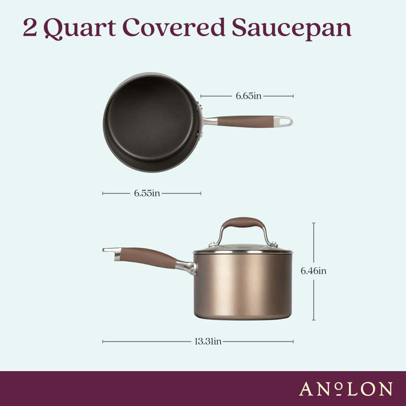 Anolon Advanced Home Hard Anodized Nonstick Saucepan With Lid, 2 Quart ...