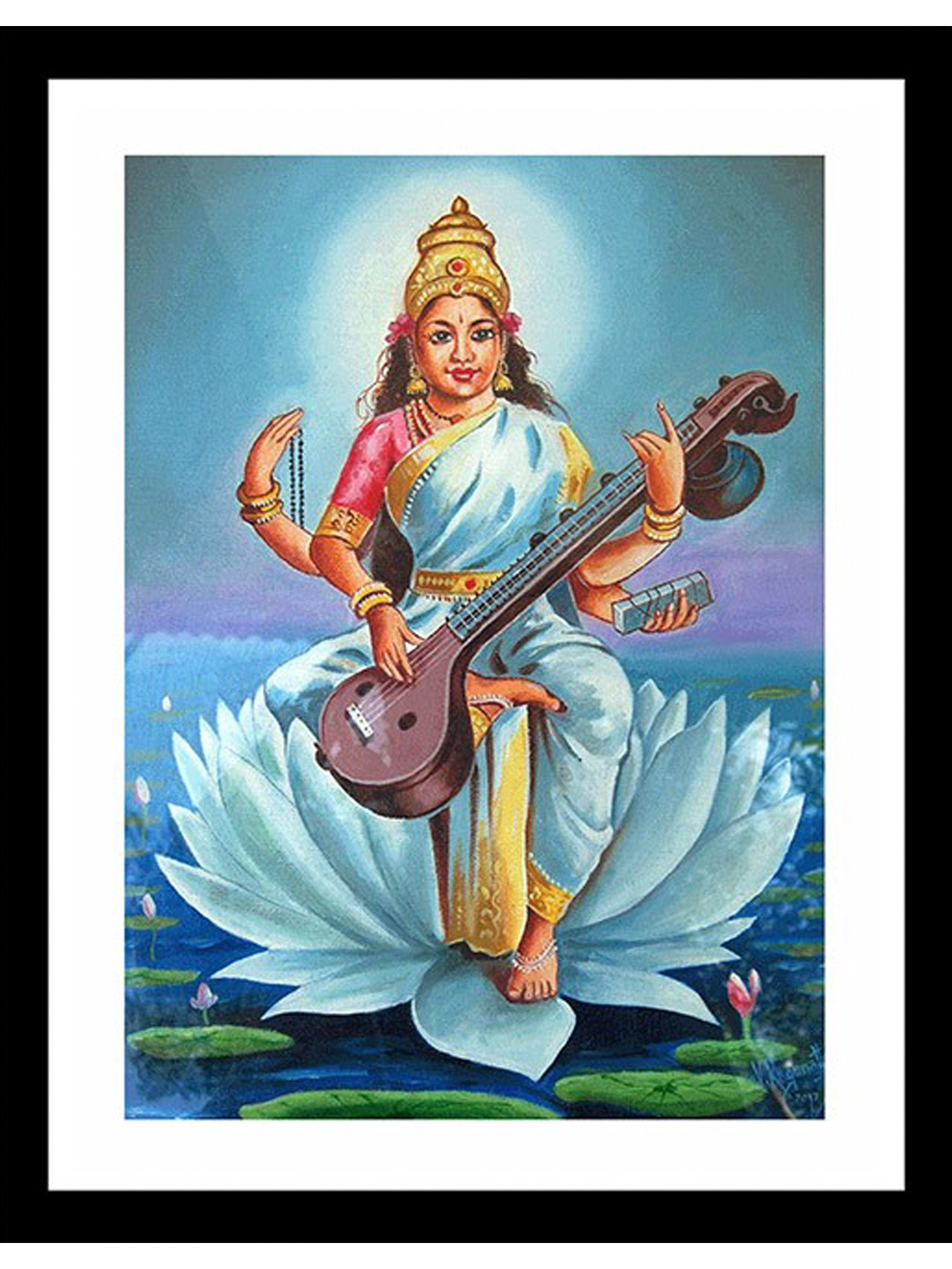 Exotic India Goddess Saraswati | Oil On Canvas Painting | By V ...