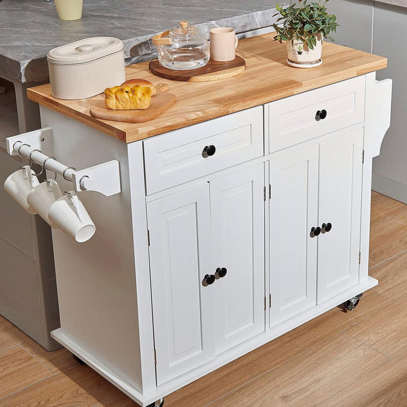 Lark Manor Kitchen Island Cart with Top, 35.4" Width Mobile Carts with ...