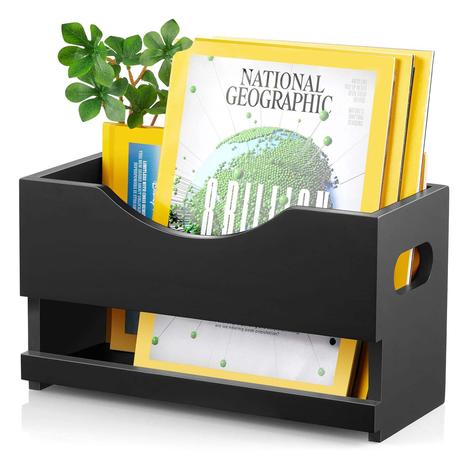 George Oliver Magazine Rack, Wood Magazine Basket, Magazine Holder for ...