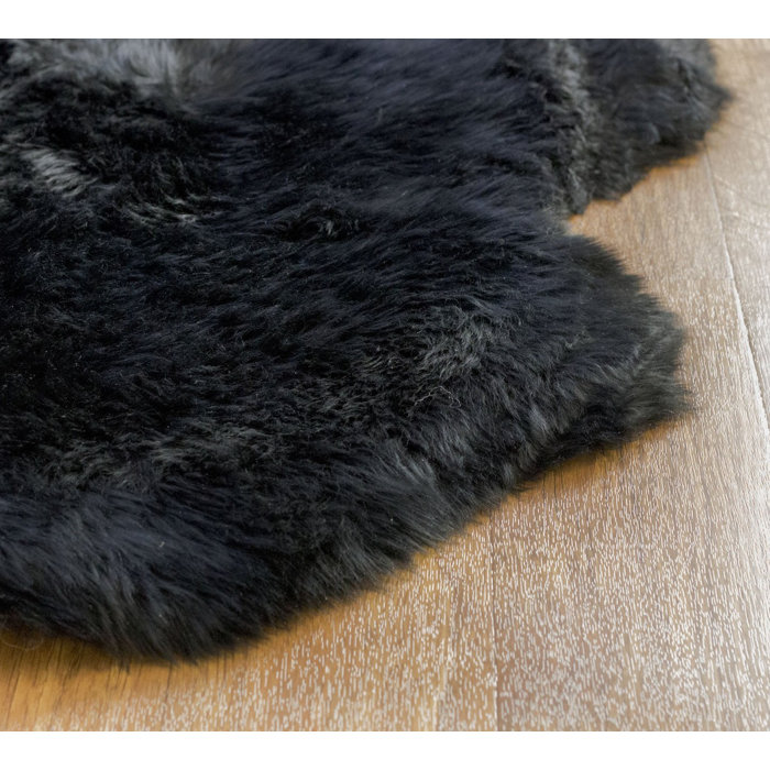 Everly Quinn Faux Fur Black Rug & Reviews | Wayfair