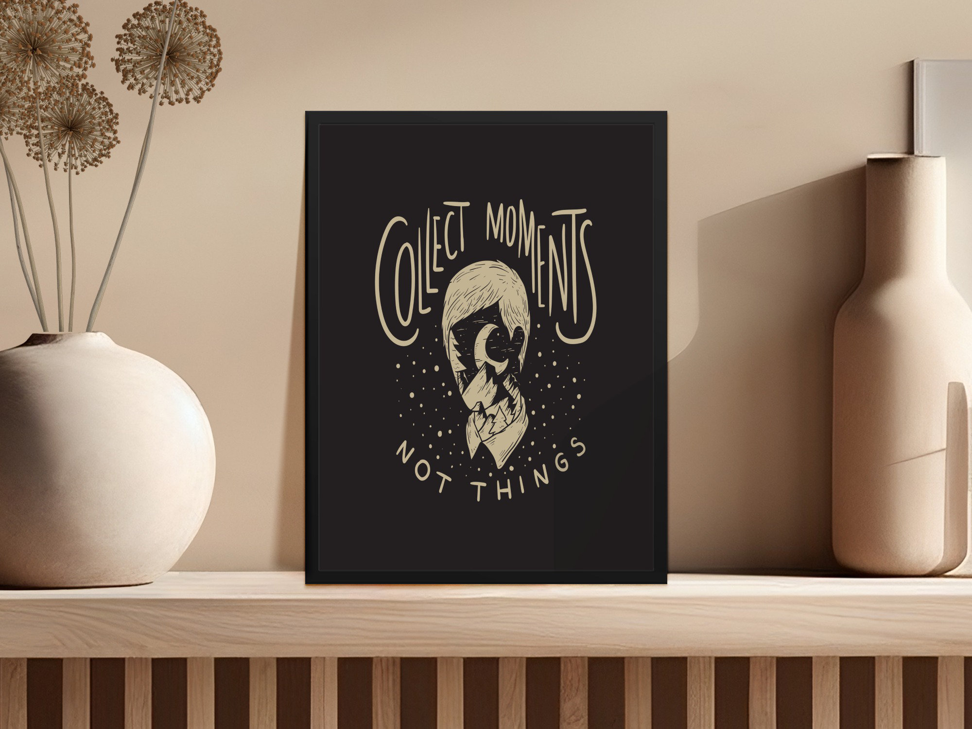 17 Stories Collect Moments Not Things Aesthetic Quote Framed Poster ...