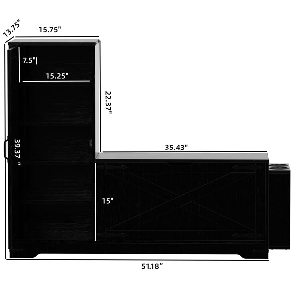August Grove 52"farmhouse Shoe Cabinet L-shaped Shoe Bench - Wayfair Canada