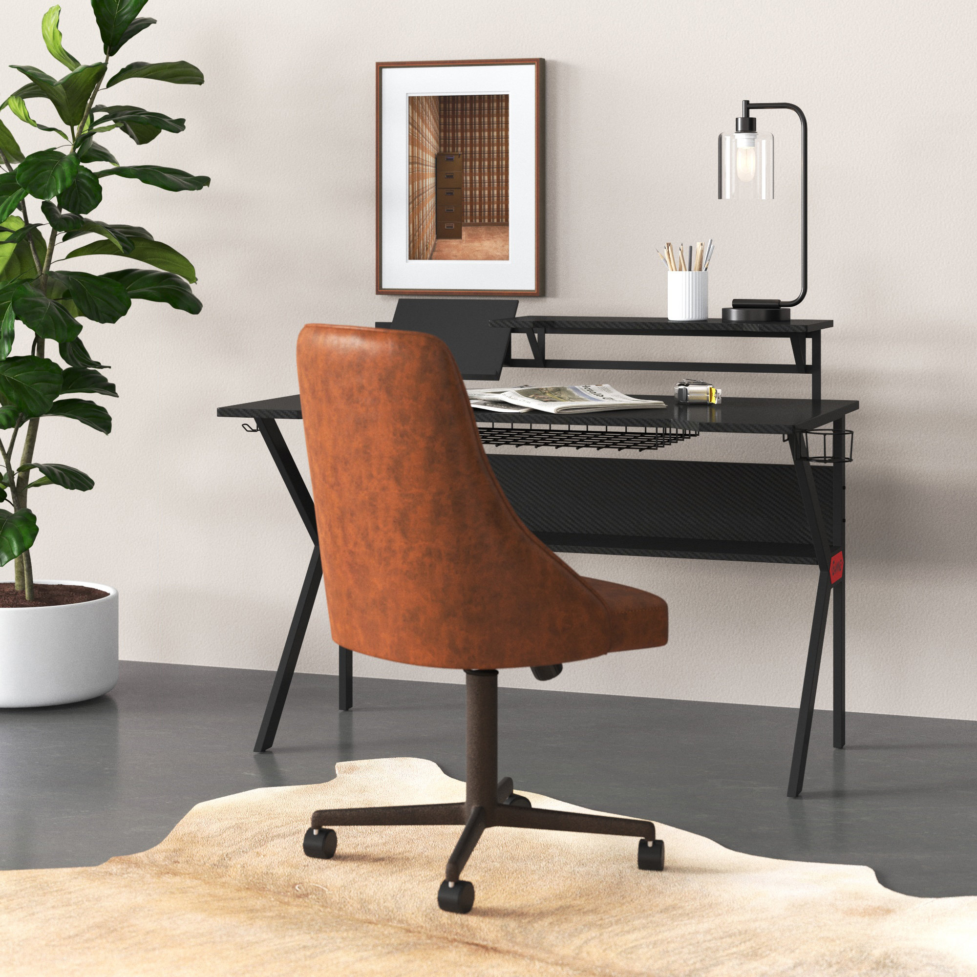 Inbox Zero Gaming Desk with Hutch by Inbox Zero & Reviews | Wayfair