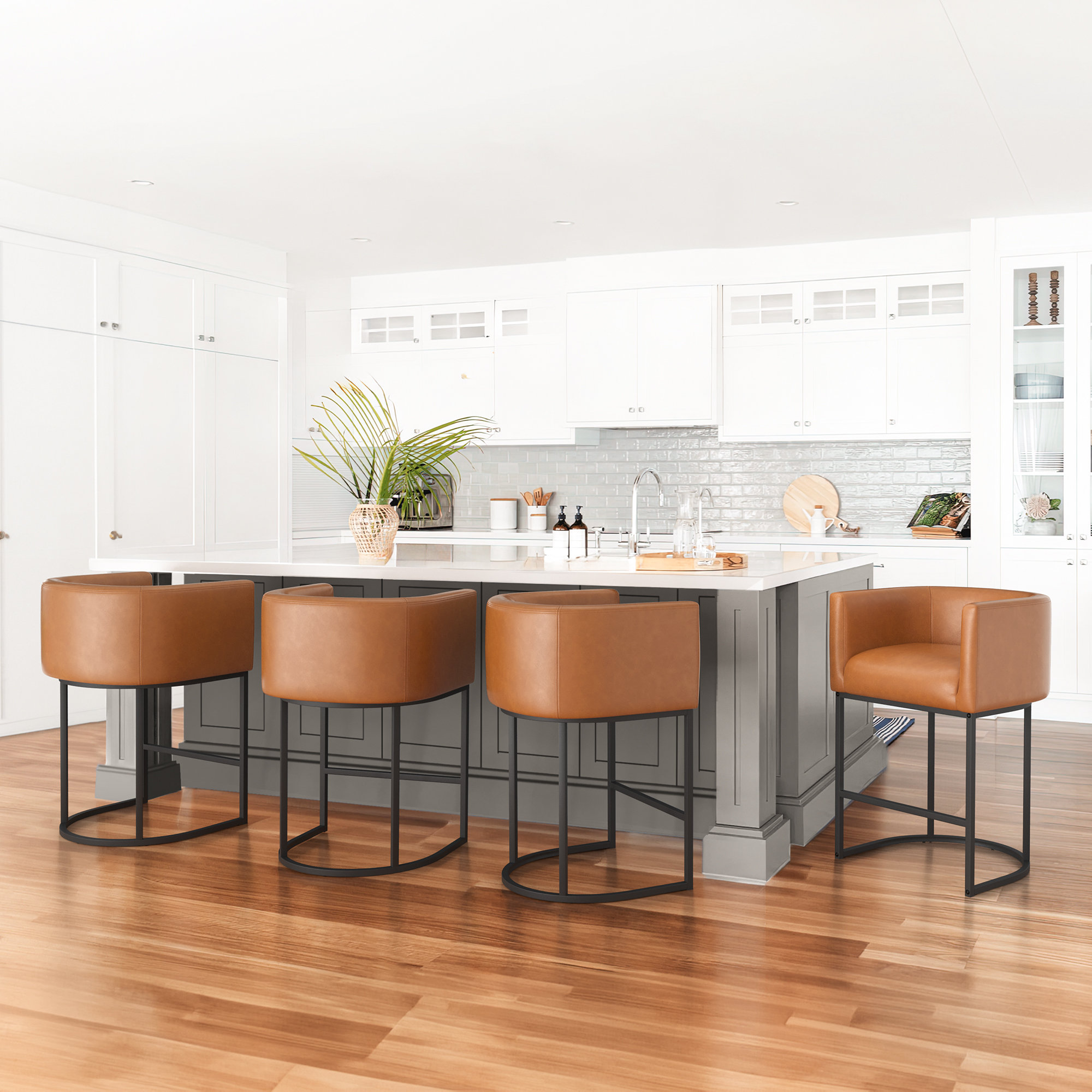 Wade Logan 27" H Counter Height Bar Stools Modern Barrel Counter Stools ...