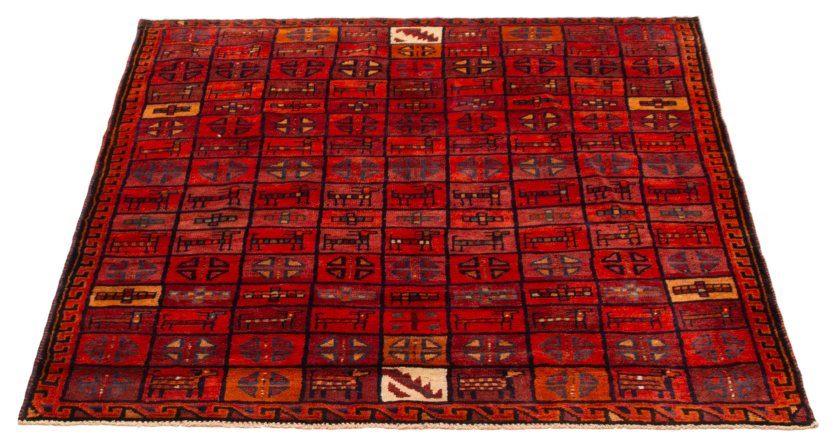 Isabelline One Of Kind Handmade Melis Vintage Red Rug 5'5" x 6'0" | Wayfair