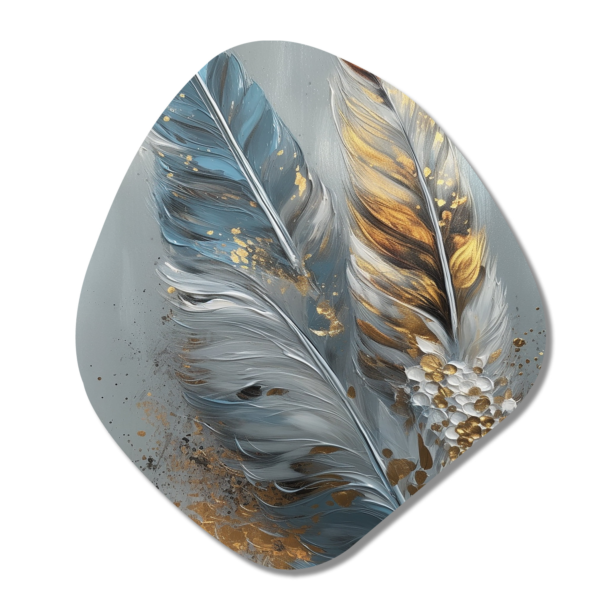 Design Art Gold Feather Wanderlust I - Glam Feather Nebula Shape ...