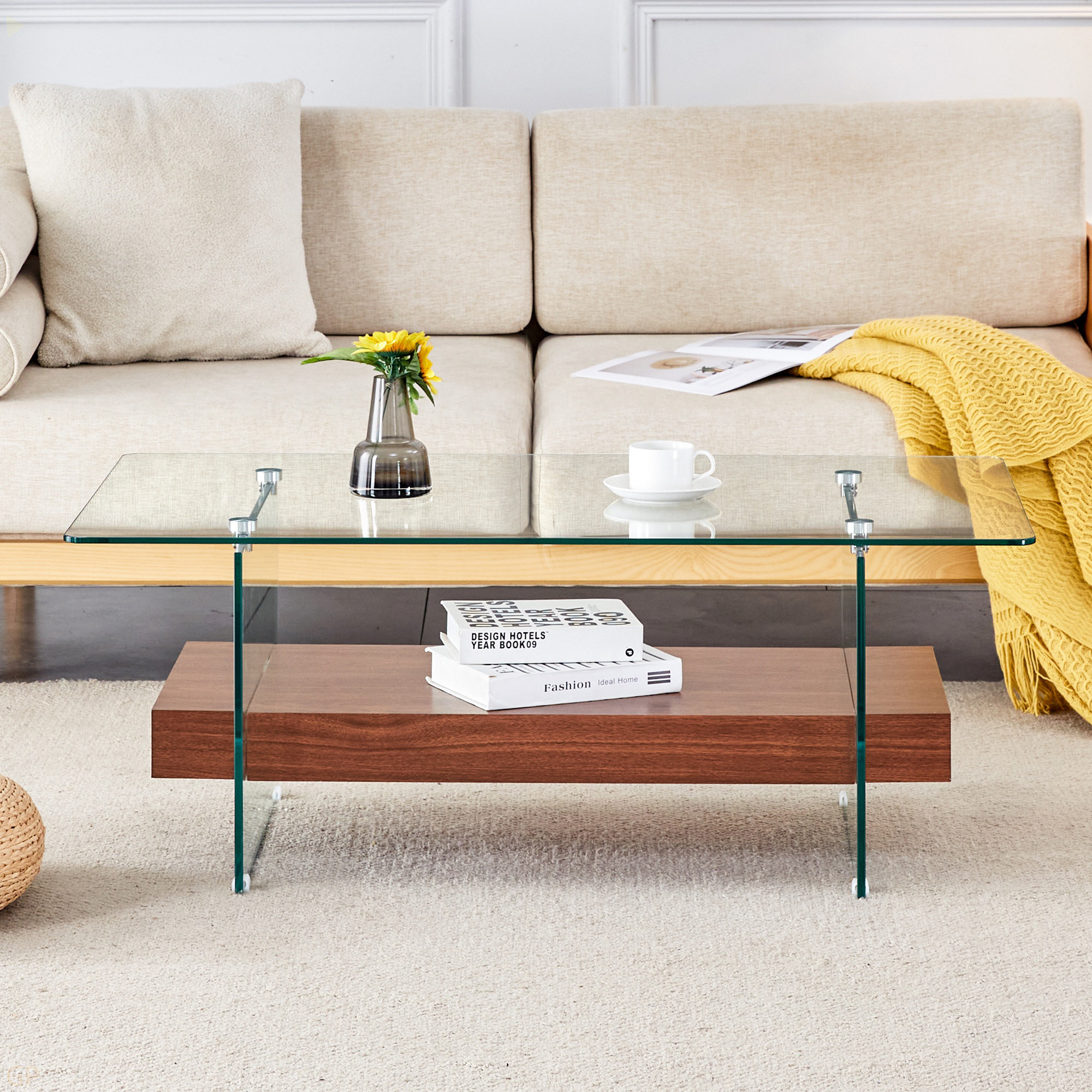 Ivy Bronx 43.3 Inch Modern Two-Tier Coffee Table - An Elegant ...