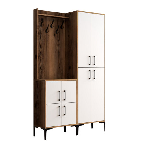 East Urban Home Hall Tree 47.24'' Wide with Shoe Storage | Wayfair