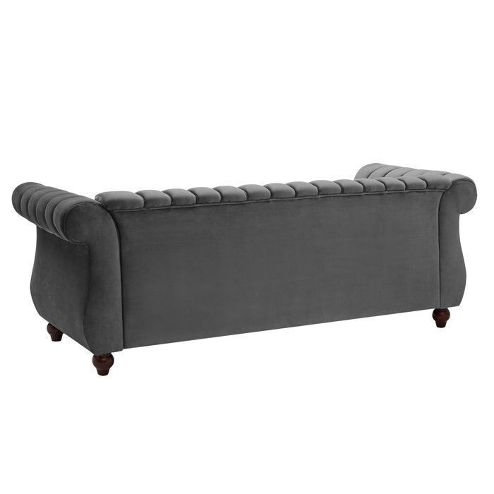 Willa Arlo Interiors Amery 83" Velvet Rolled Arm Chesterfield Sofa ...