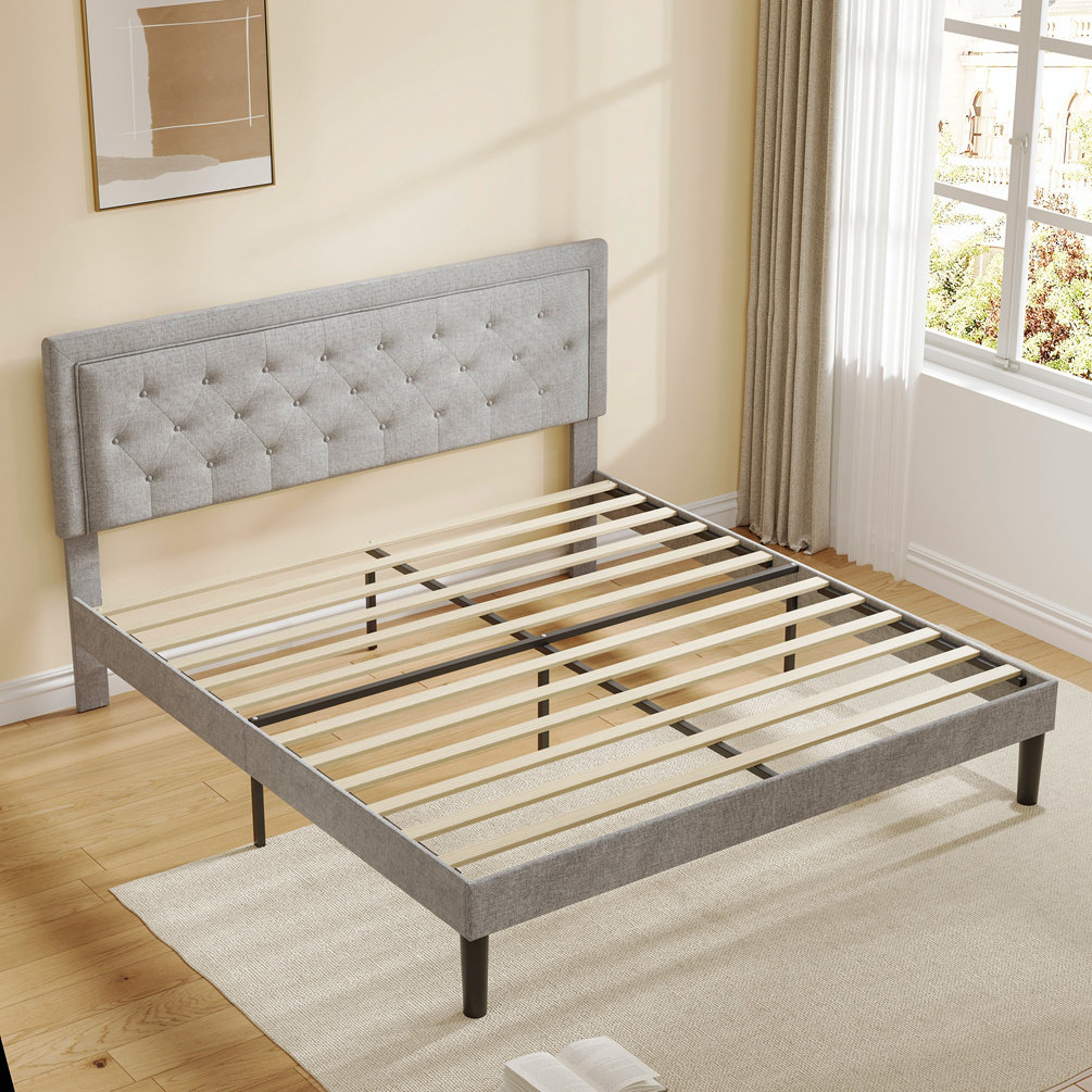 Latitude Run® Kellei Upholstered Metal Platform Bed | Wayfair