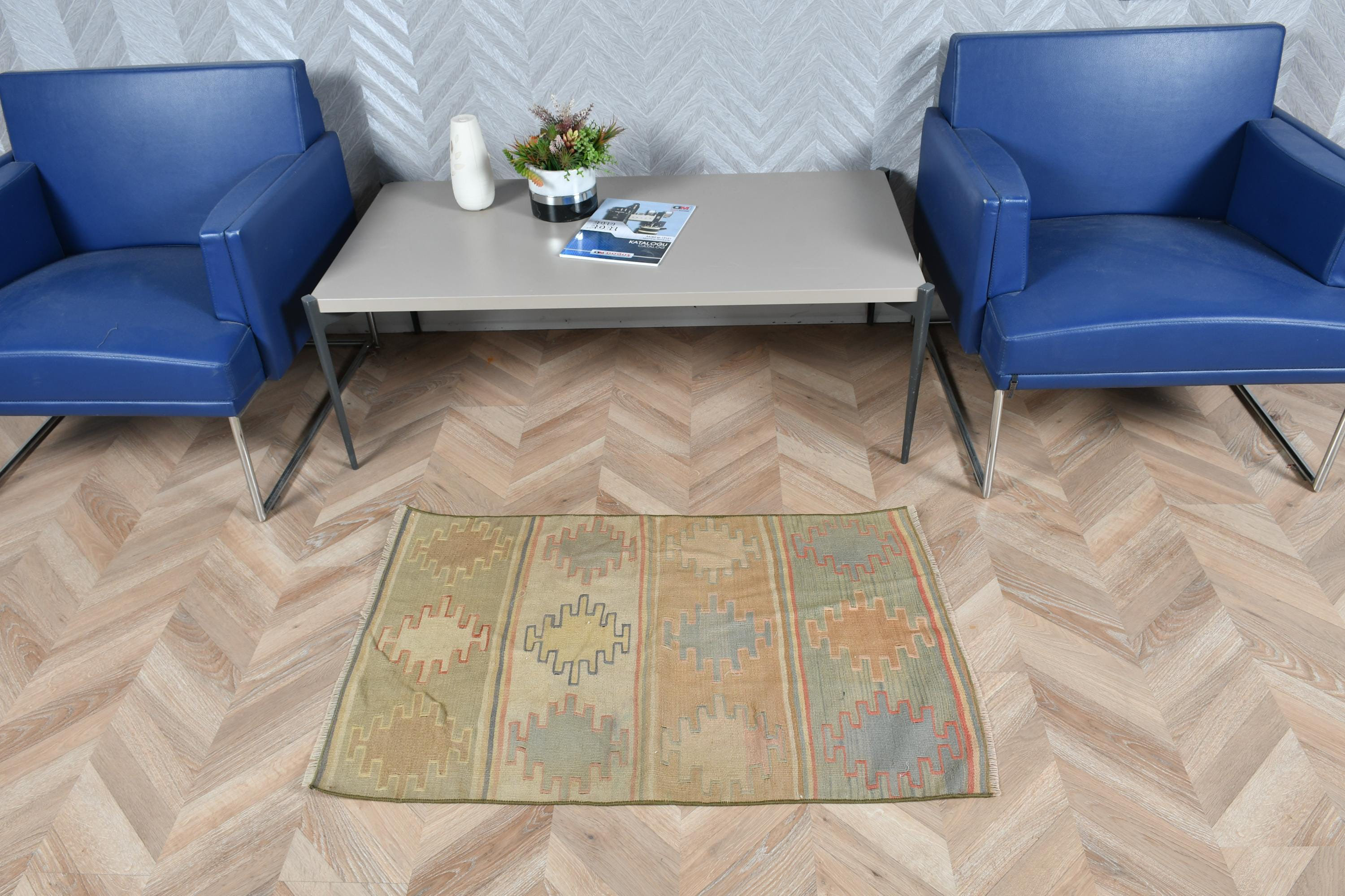 Foundry Select Small Green Turkish Kilim With Vintage Geometric ...
