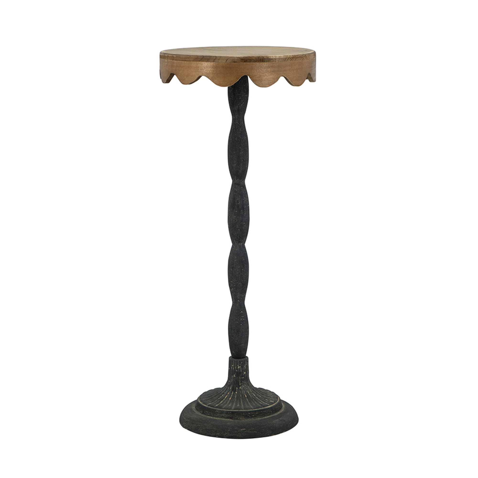 Williston Forge Black Iron Side Table with Scalloped Brown. | Wayfair