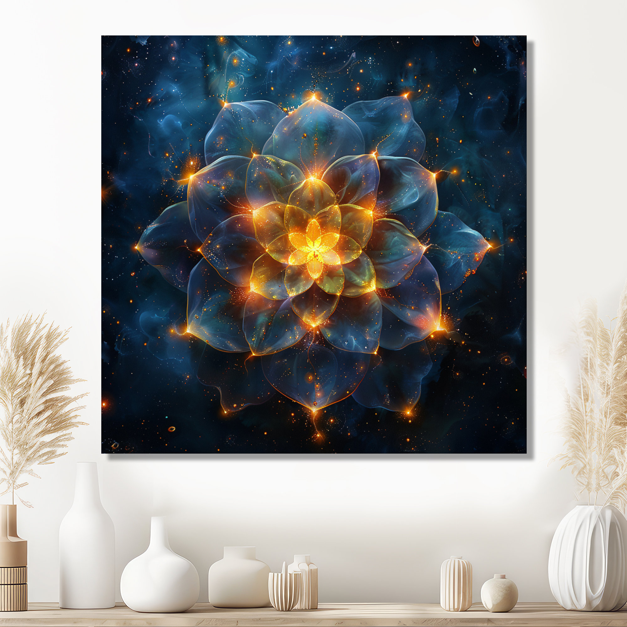 Bungalow Rose Cosmic Flower Galactic Flower Of Life Blue Gold - Modern ...