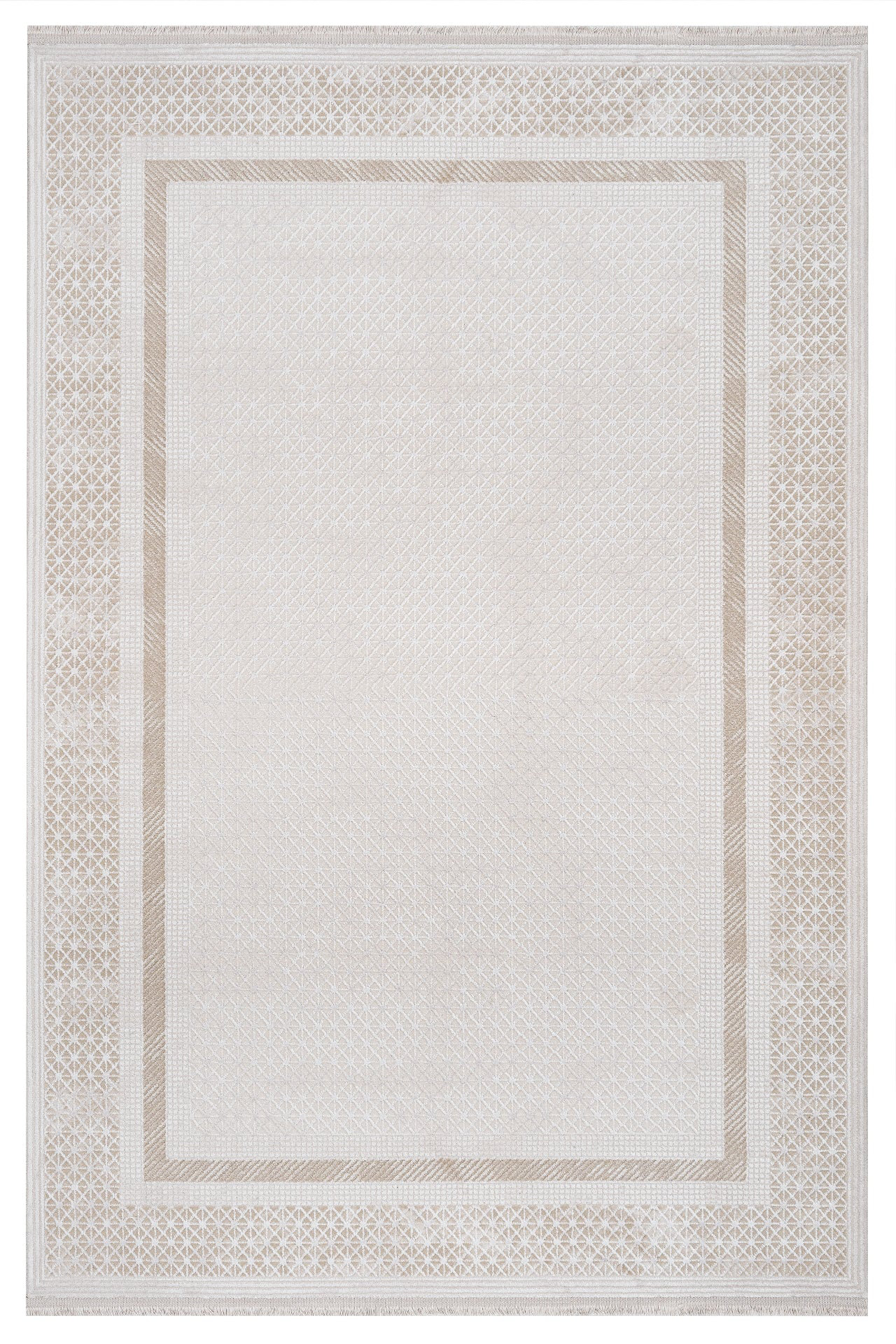 Aegean House Mystical Beige Framed Knitwear Acrylic Machine Made Area ...