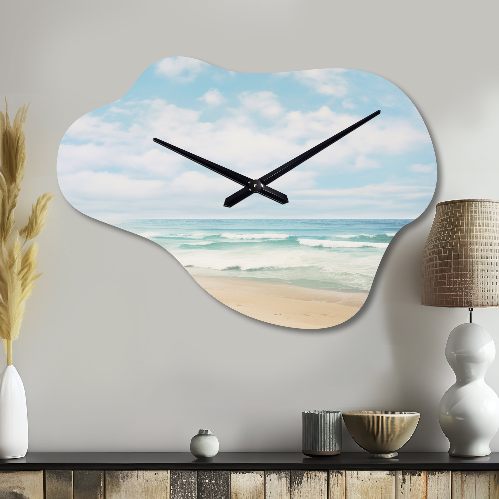 Design Art Beach Photo Coastal Tranquility III - Beach Cloud Metal Wall ...