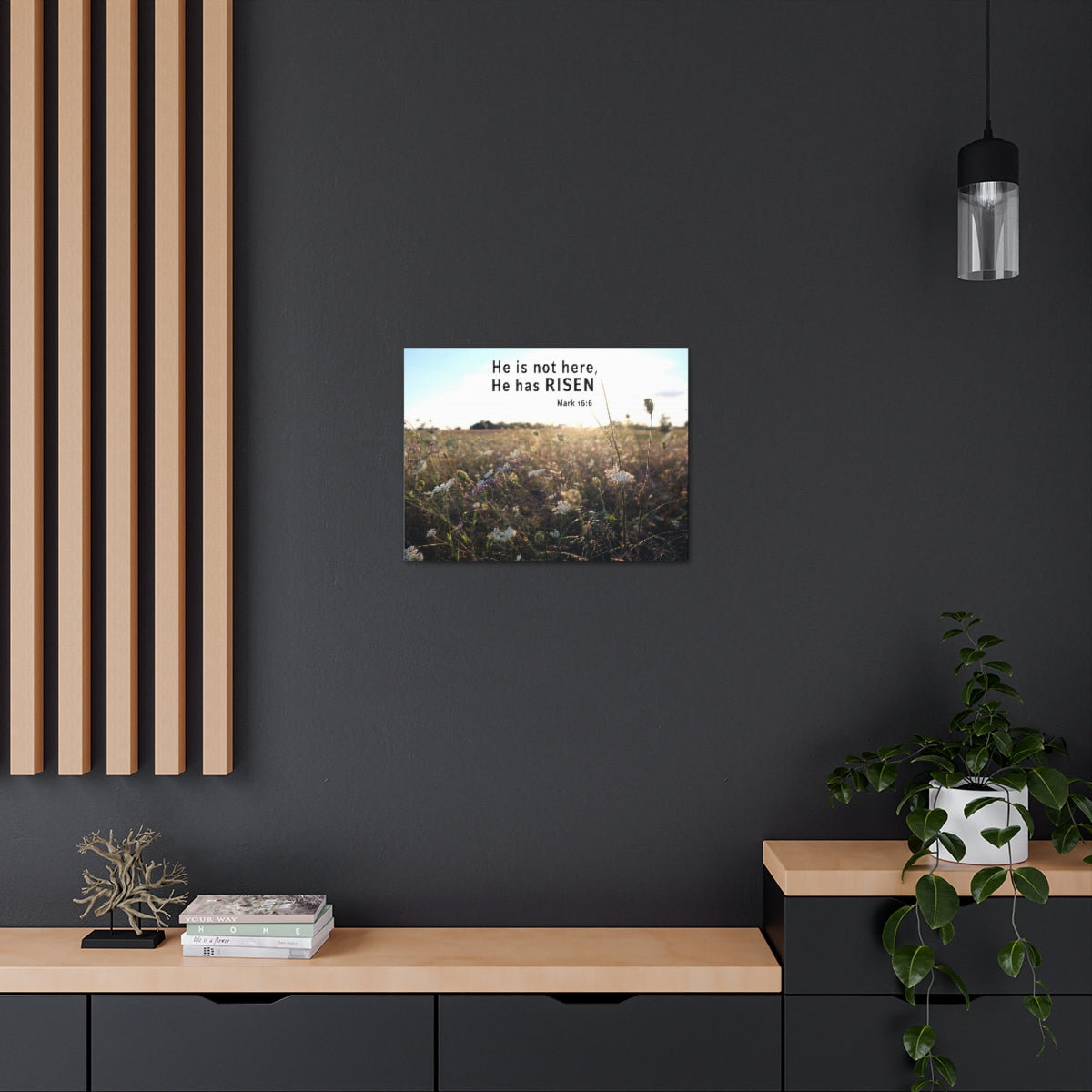 Trinx He Has Risen Mark 16:6 Bible Verse Canvas Christian Wall Art ...