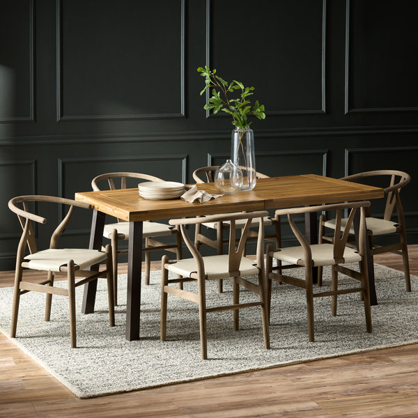 Corrigan Studio® Arlin Acacia Wood And Faux Leather 7 Piece Dining Set ...