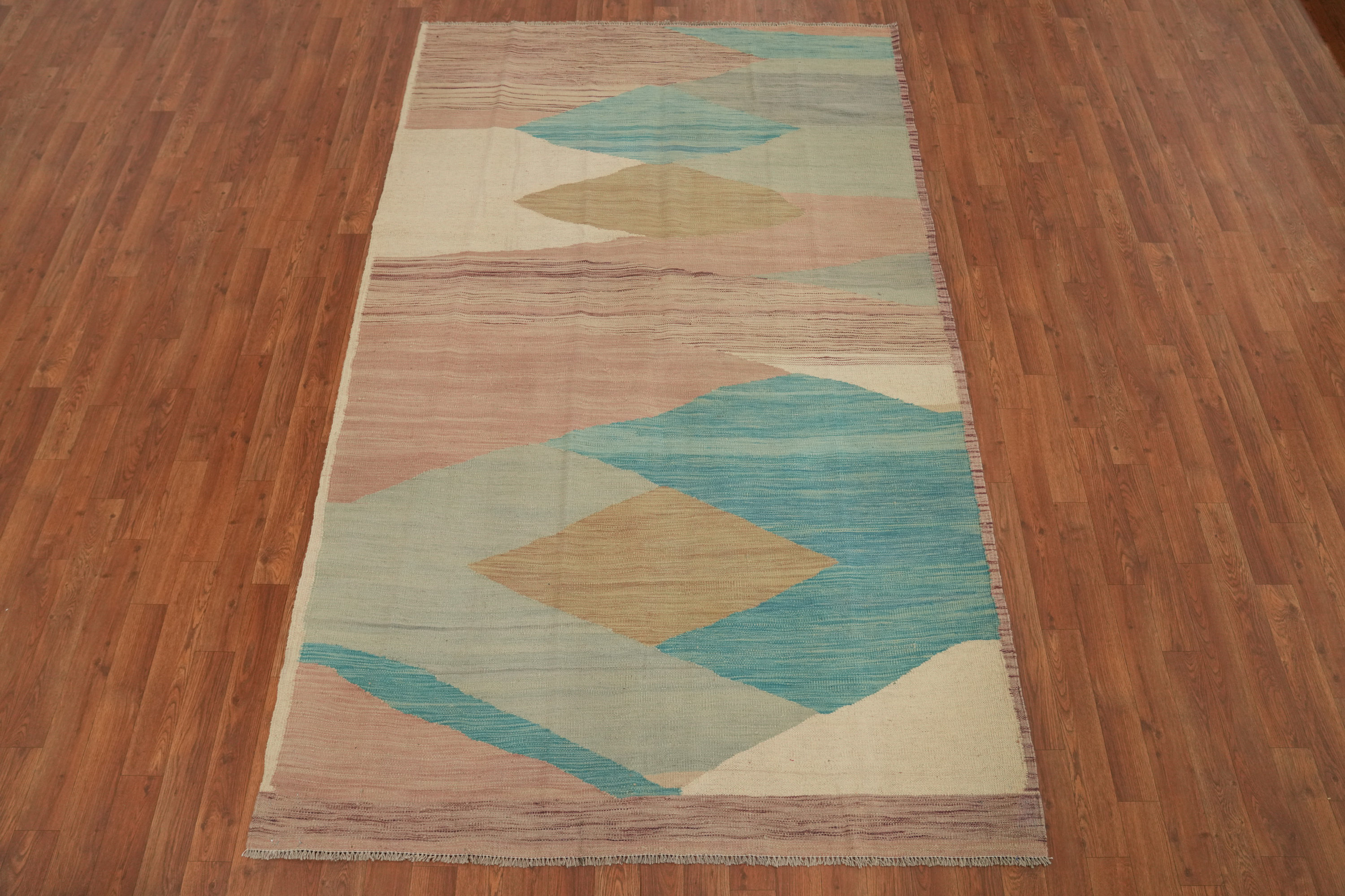 Dakota Fields Soft Pastel Wool Kilim Handwoven Area Rug 5x8 | Wayfair