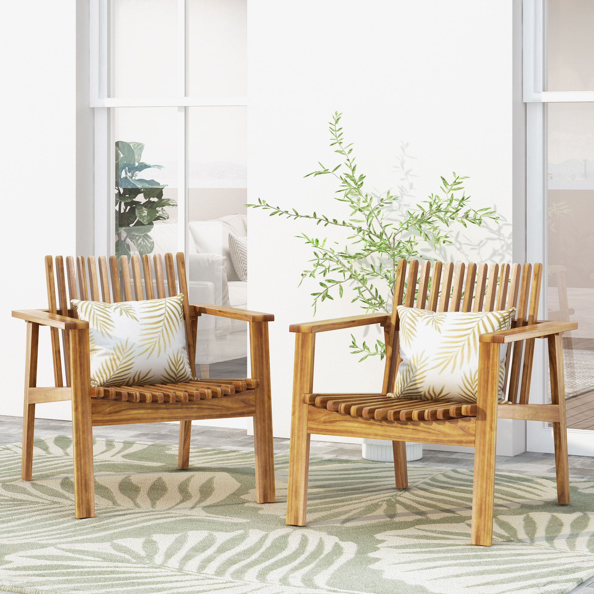Millwood Pines Outdoor Acacia Woo Club Chair Set of 2 - Wayfair Canada