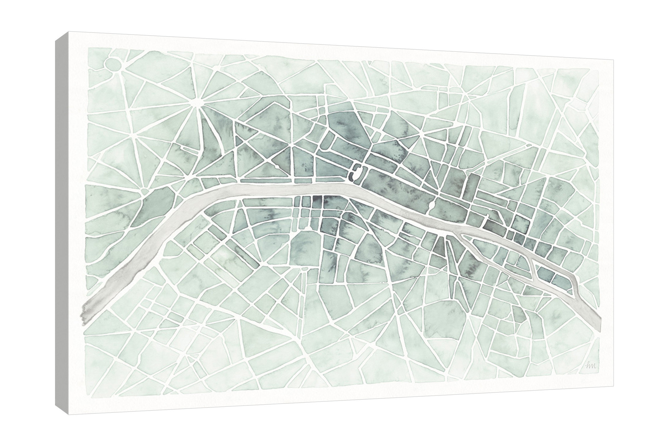 Jaxson Rea "Watercolor Wanderlust Paris Mint" Gallery Wrapped Canvas By ...