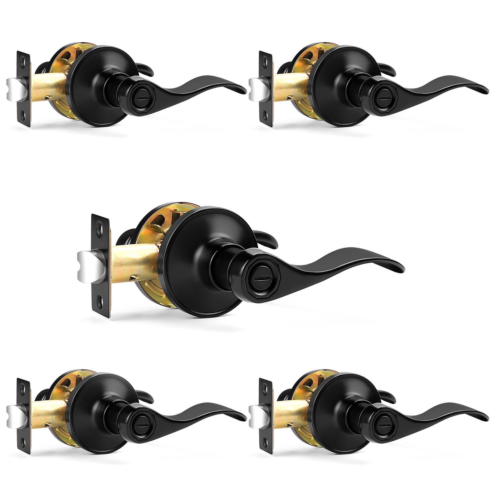 Probrico Privacy Door Lever with Round Rosette Keyless Lock & Reviews ...